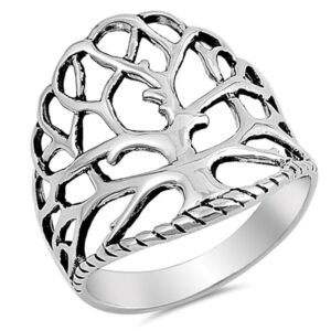 women's tree of life cute ring new 925 sterling silver bali rope band size 11