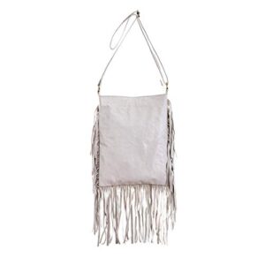 White Boho Bag | Real Leather | Fringe Purse | Bohemian Bags | Hobo Tote Handbag