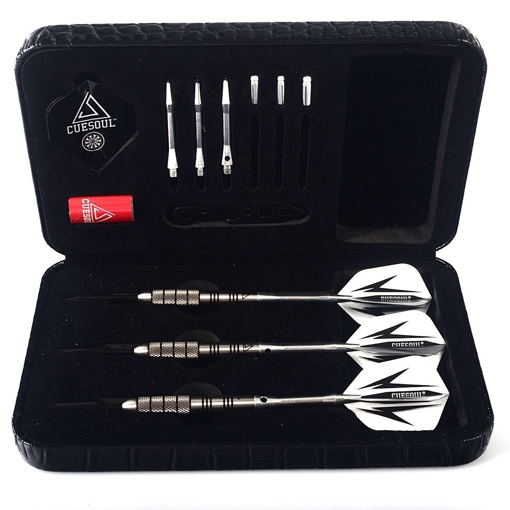 CUESOUL 30 Grams Tungsten Steel Tip Darts Set 95% Tungsten with Luxury Case