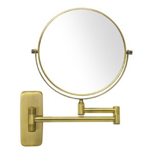 gurun 8-inch double-sided wall mount makeup mirror antique satin brass with 7x magnification bathroom mirror for hotel antique satin brass m1406k(8in,7x)