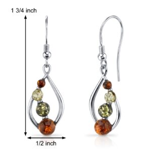 Peora Genuine Baltic Amber Open Leaf Dangle Earrings for Women 925 Sterling Silver, Rich Multiple Colors, Fishhooks