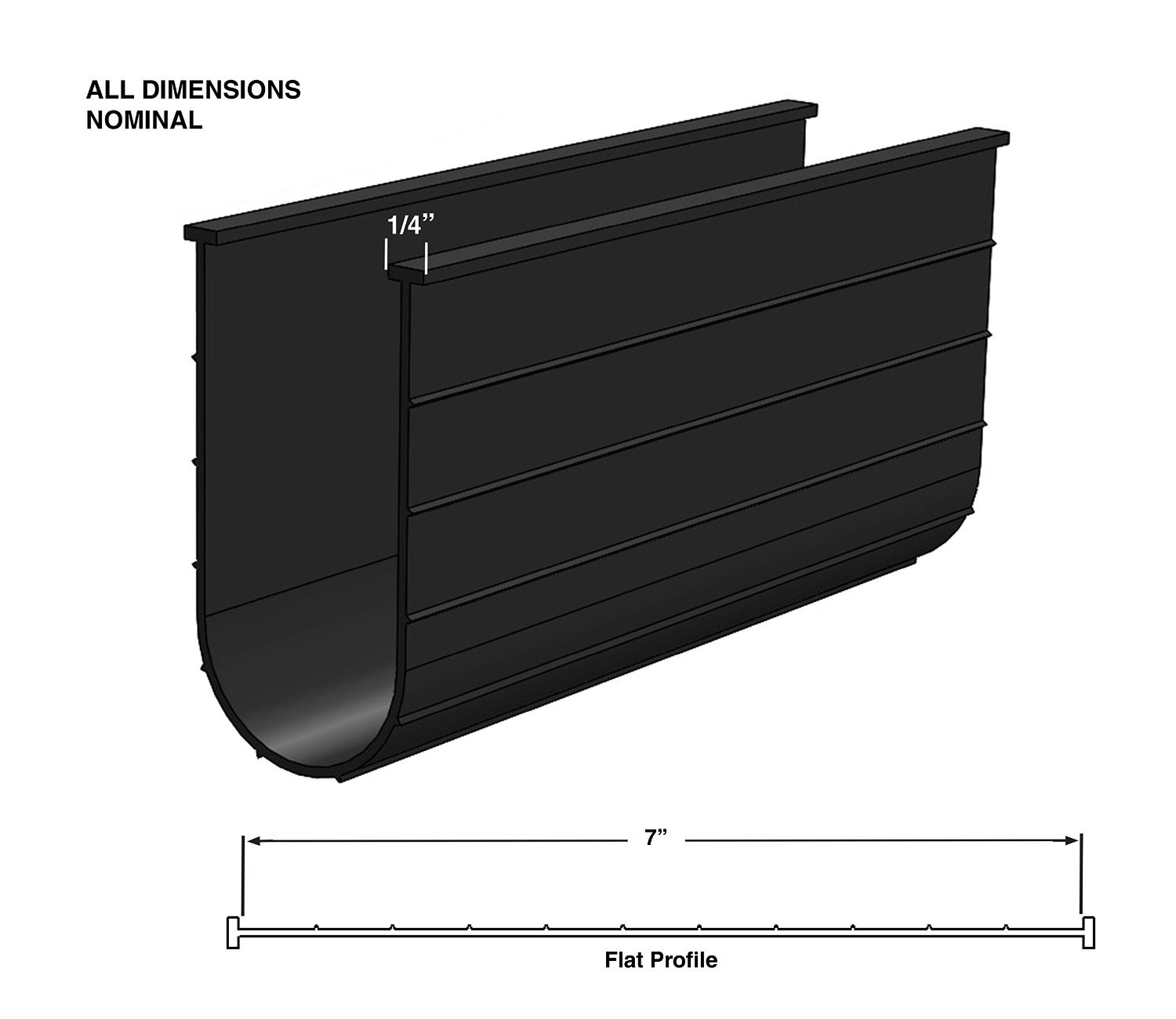 Miller Edge LS-0107-10 Bottom Loop Seal/Weather Seal for Doors, 7 Inch, 10 Foot Spool, Black