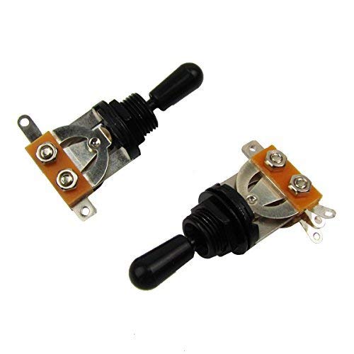 Musiclily Metric 3 Way Short Straight Guitar Toggle Switch Pickup Selector for Epiphone Les Paul Electric Guitar,Black Top with Black Tip(Pack of 2)