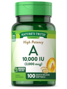 vitamin a 10000 iu softgels | 100 count | non-gmo, gluten free supplement | by nature's truth