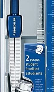 Staedtler Metal Compass, 4-7/8” with safety point and universal adapter, includes storage case with measurements