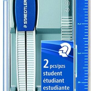 Staedtler Metal Compass, 4-7/8” with safety point and universal adapter, includes storage case with measurements