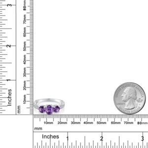 Gem Stone King 925 Sterling Silver Purple Amethyst 3 Stone Engagement Ring For Women (1.77 Cttw, Gemstone Birthstone, Available In Size 5, 6, 7, 8, 9)