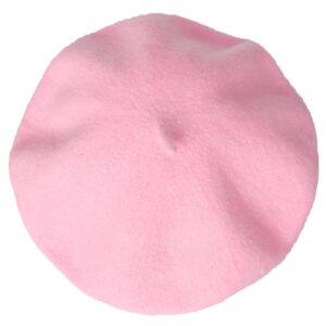 JOYHY Women's Solid Color Classic French Style Beret Beanie Hat Pink