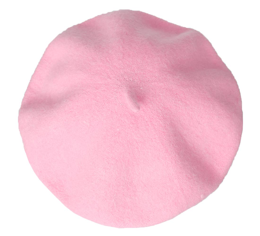 JOYHY Women's Solid Color Classic French Style Beret Beanie Hat Pink