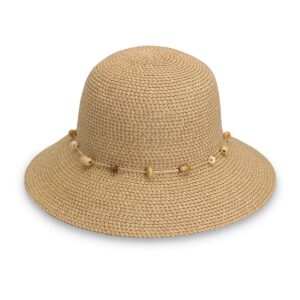 wallaroo hat company women’s naomi sun hat – upf 50+, packable, modern style, designed in australia – natural