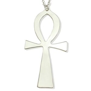 q&q fashion silver plated vintage egyptian cleopatra symbol of life big ankh cross pendant long chain sweater necklace,34"