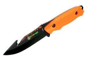 lastworld 8" zomb-war gut hook hunting knife with sheath orange