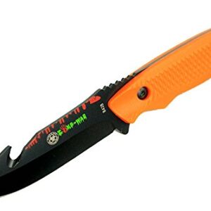 Lastworld 8" Zomb-War Gut Hook Hunting Knife with Sheath Orange