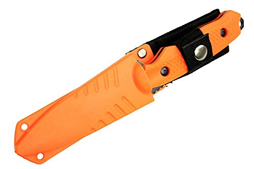 Lastworld 8" Zomb-War Gut Hook Hunting Knife with Sheath Orange