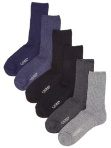 ralph lauren rib trouser socks 6-pack, one size, grey assorted