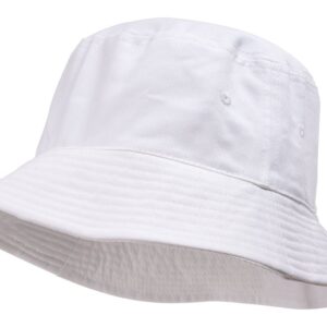 TOP HEADWEAR Bucket Hat for Men Women - Cotton Packable Fishing Cap, White L/XL