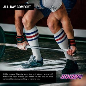 Men's Tube Socks Over the Calf High 24" (6-Pair) Size 9-10-13-15, (24" - White Striped)