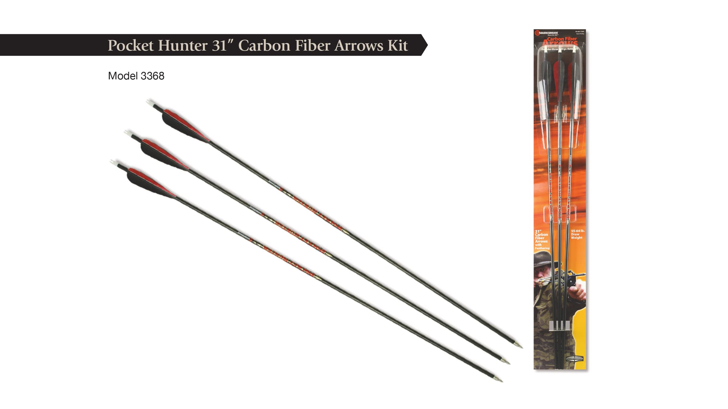 Marksman 3368 31" Carbon Arrow Kit with /3 Arrows