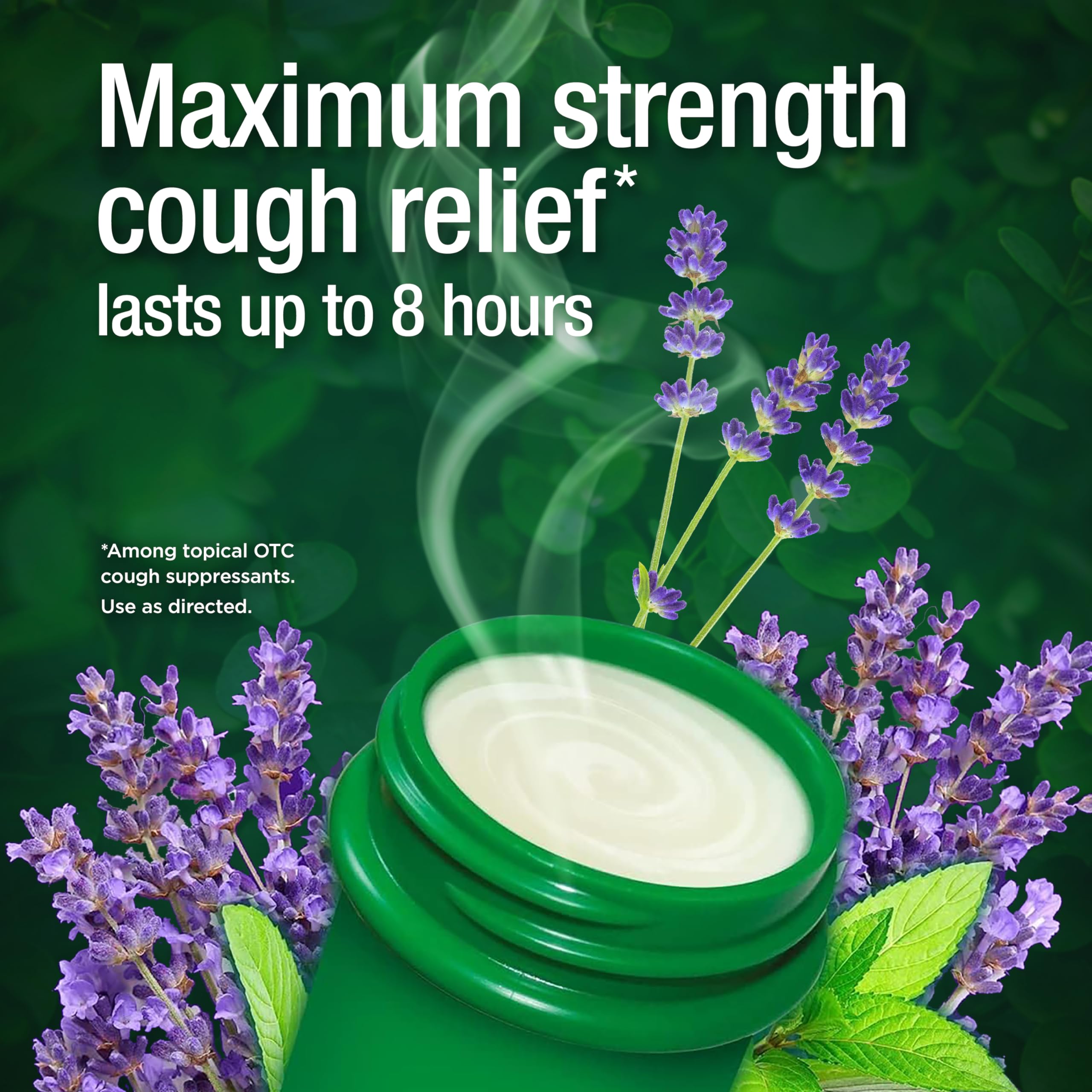 Mentholatum Nighttime Vaporizing Rub with soothing Lavender essence, 1.76 oz. (50 g) - 100% Natural Active Ingredients for Maximum Strength Cough Relief,5326