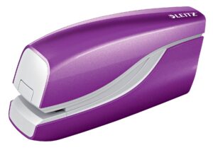 leitz electric stapler, 10 sheet capacity, battery powered, wow range, 55661062 - purple