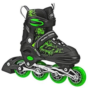 roller derby ion 7.2 inline skates with aluminum frames and adjustable sizing for growing feet, small (11-1)