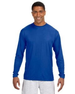 a4 long sleeve cooling performance crew shirt (n3165) royal blue, xl