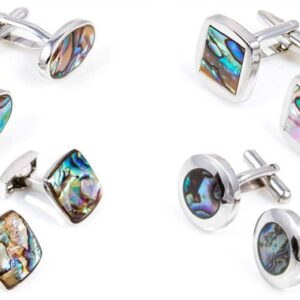 MRCUFF Abalone 4 Pairs Cufflinks in a Presentation Gift Box & Polishing Cloth