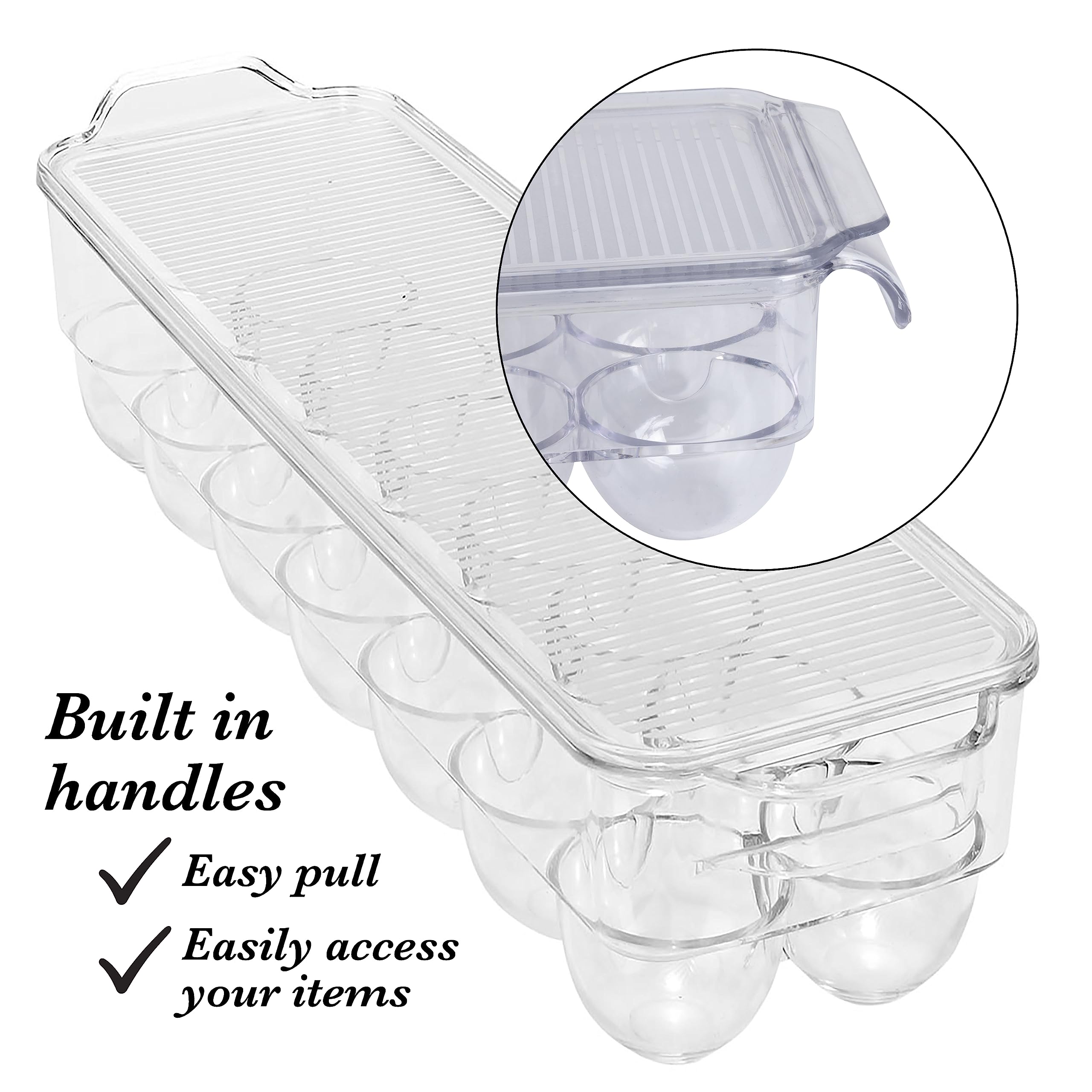 Kitchen Details, Refrigerator Storage, Fridge Organizer, Clear with Handles Egg Crate, 1 PACK