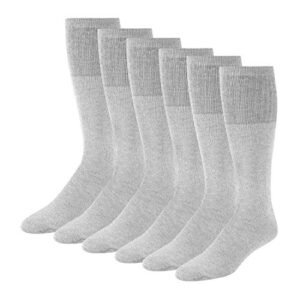 men's solid tube socks over the calf high 24" size 9-10-13-15 (grey) 6 pairs