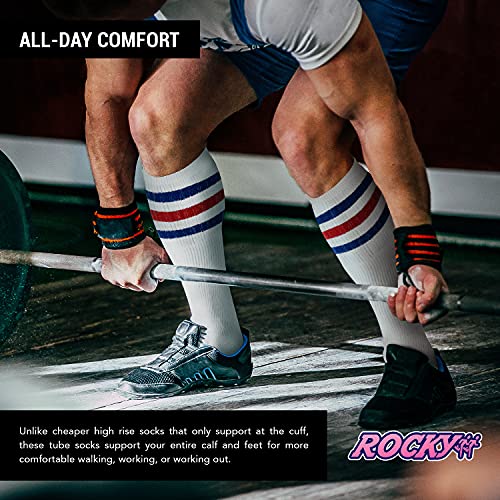 Men's Solid Tube Socks Over the Calf High 24" Size 9-10-13-15 (Grey) 6 Pairs