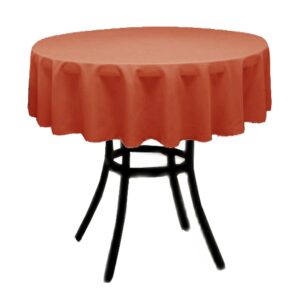 new creations fabric & foam inc 45" round polyester poplin tablecloth for a 33" round coffee table, burnt orange