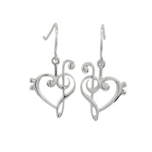 .925 sterling silver treble and bass clef hook earrings w/french wire hooks