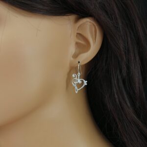 .925 Sterling Silver Treble and Bass Clef Hook Earrings w/French Wire Hooks