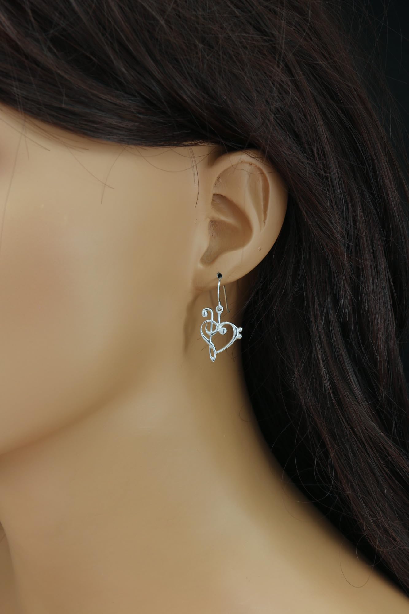 .925 Sterling Silver Treble and Bass Clef Hook Earrings w/French Wire Hooks