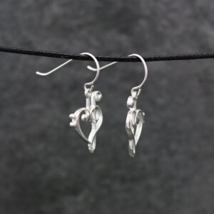 .925 Sterling Silver Treble and Bass Clef Hook Earrings w/French Wire Hooks