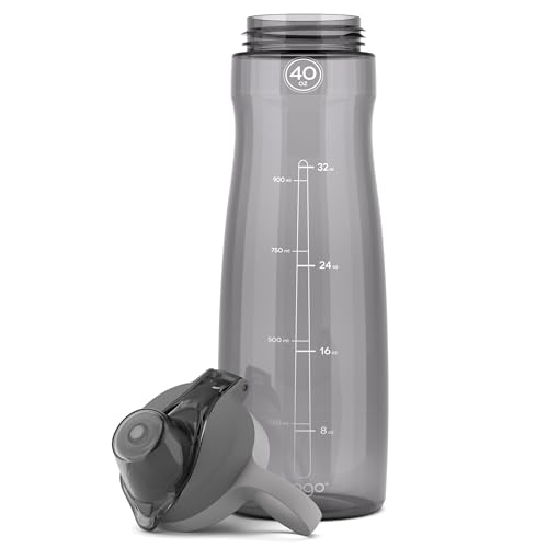 Pogo BPA-Free Tritan Plastic Water Bottle with Chug Lid, 40 Oz, Grey