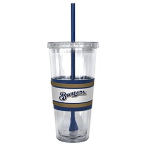 MLB Milwaukee Brewers Hype Straw Tumbler, 22-ounce