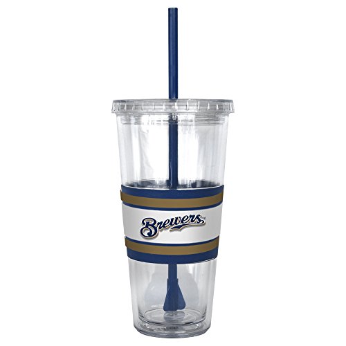 MLB Milwaukee Brewers Hype Straw Tumbler, 22-ounce