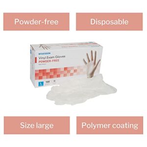 McKesson Vinyl Exam Gloves, Non-Sterile, Powder-Free, Large, 100 Count, 10 Boxes, 1000 Total