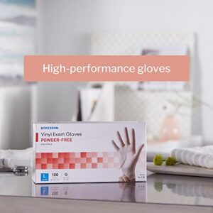 McKesson Vinyl Exam Gloves, Non-Sterile, Powder-Free, Large, 100 Count, 10 Boxes, 1000 Total