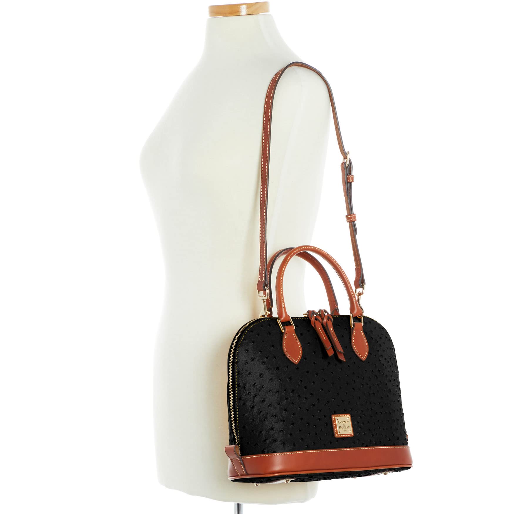 Dooney & Bourke Handbag, Ostrich Zip Zip Satchel - Black