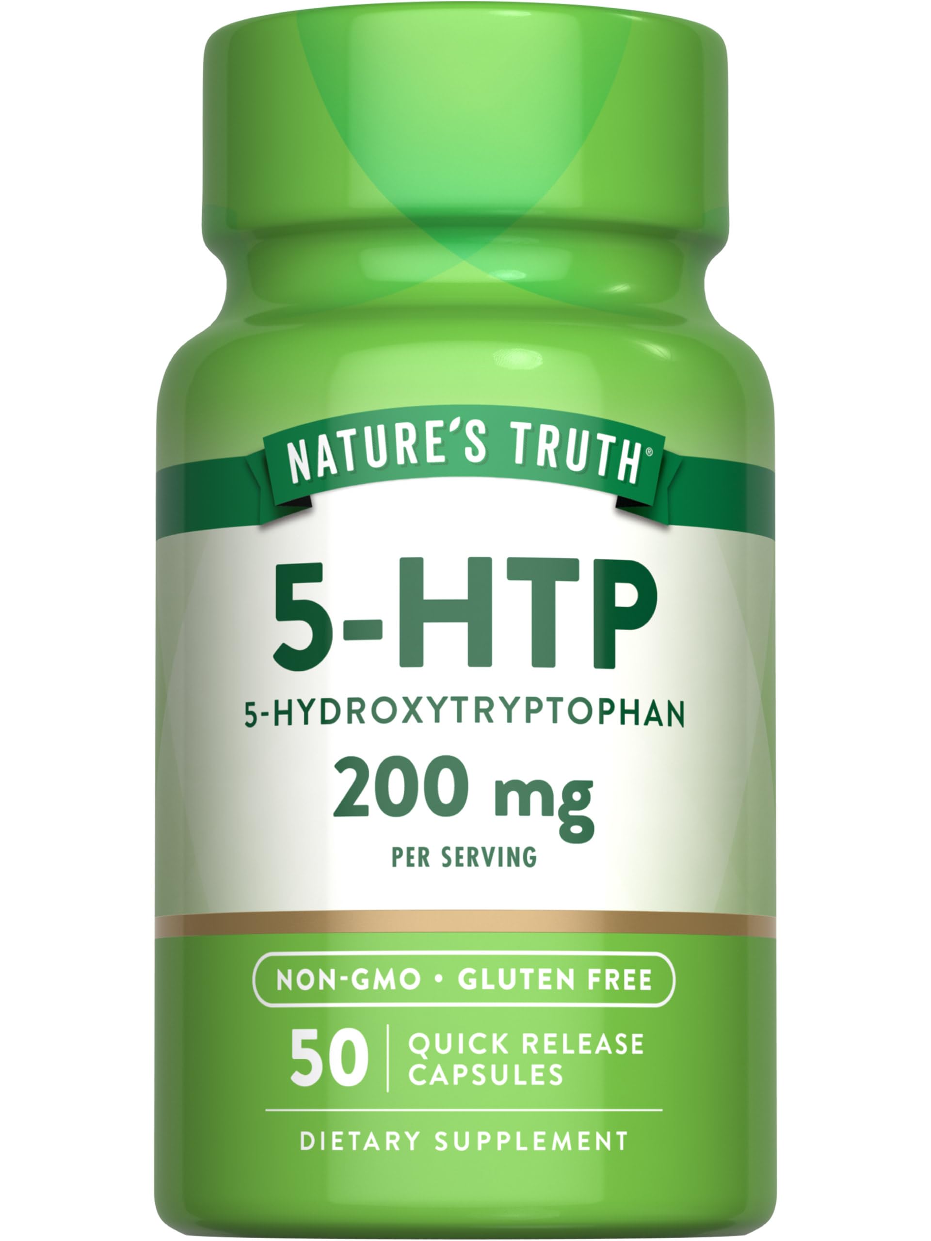 Nature's Truth 5HTP 200mg Capsules | 50 Count | 5 Hydroxytryptophan | Non-GMO & Gluten Free Supplement