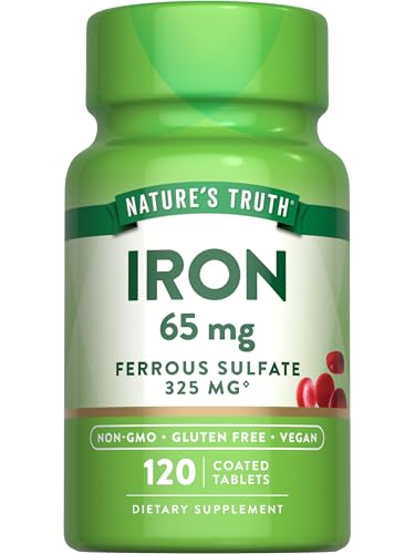 Ferrous Sulfate Iron Supplement | 65 mg | 120 Tablets | Non-GMO, Gluten Free | By Nature's Truth