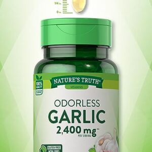 Odorless Garlic 2400 mg | 120 Softgel Capsules | High Strength Extract Pills | Non-GMO, Gluten Free Supplement | by Nature's Truth