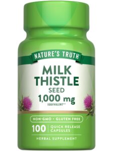 milk thistle extract capsules | 1000mg | 100 count | non-gmo & gluten free supplement | by nature's truth