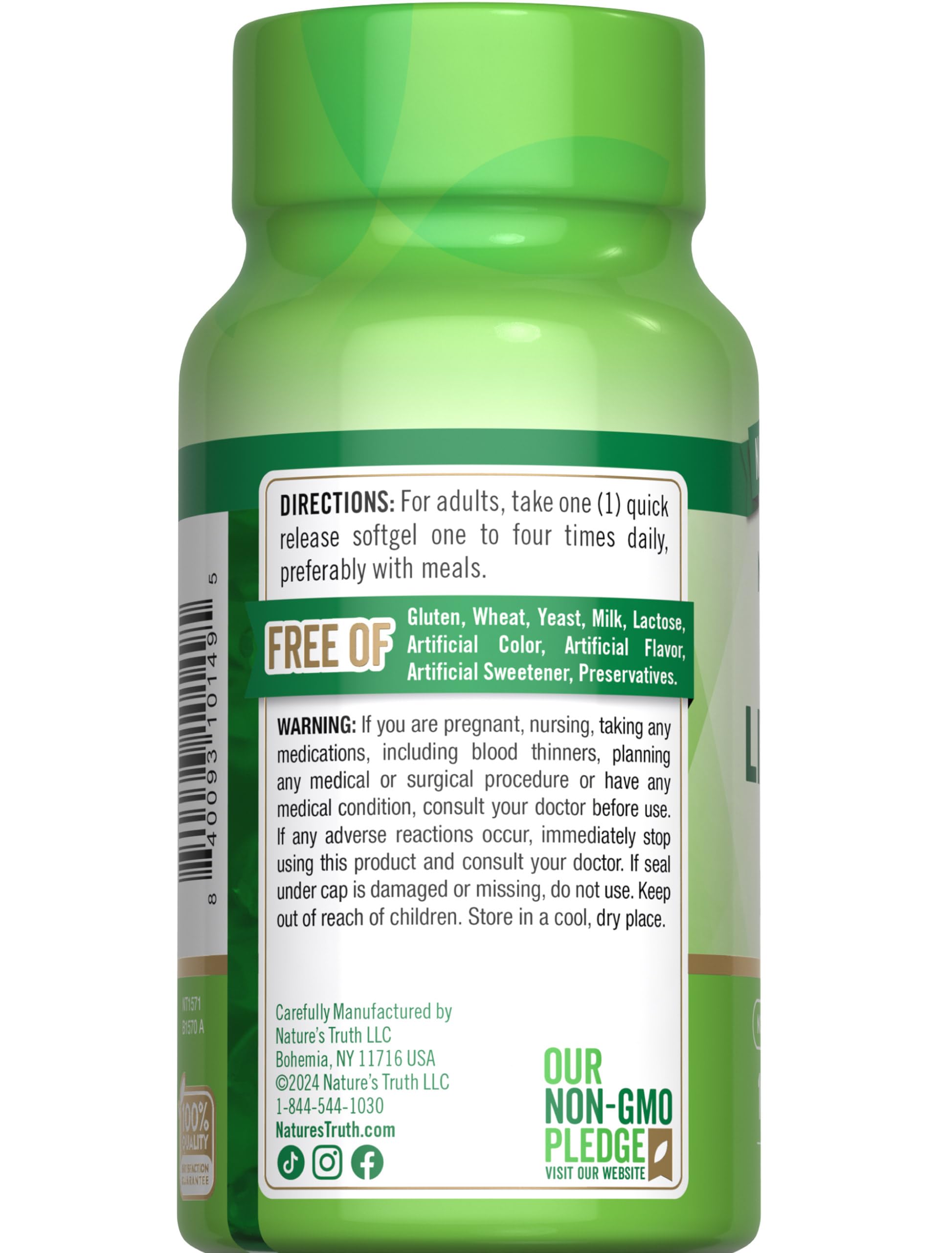 Nature's Truth Norwegian Cod Liver Oil | 100 Softgels | with EPA & DHA | Non-GMO, Gluten Free Supplement