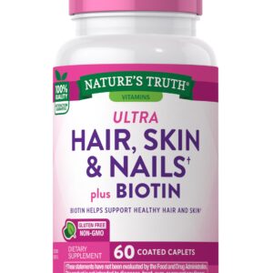 Hair Skin and Nails Vitamins | 60 Caplets | with Biotin and Collagen | Non-GMO and Gluten Free Supplement for Women and Men | by Nature's Truth