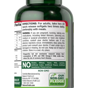 Nature's Truth Burpless Fish Oil Pills 2000 mg | 600 mg Omega 3 | 250 Softgels | Natural Lemon Flavor | Non-GMO, Gluten Free Supplement