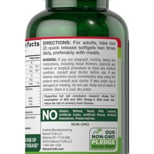 Nature's Truth Burpless Fish Oil 2400mg | 250 Softgels | 720 mg Omega 3 | Natural Lemon Flavor Pills | Non-GMO & Gluten Free Supplement