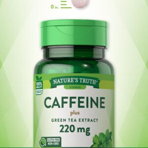 Caffeine Pills | 220mg | 120 Count | with Green Tea Extract | Vegetarian, Non-GMO & Gluten Free Supplement | by Nature's Truth